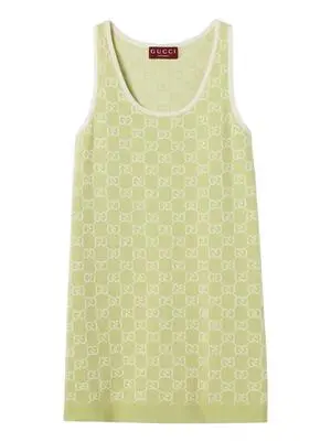 Gucci Gg Jacquard Mini Dress - Green