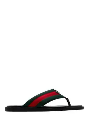 Gucci Interlocking G Thong Sandal - Black/green/red