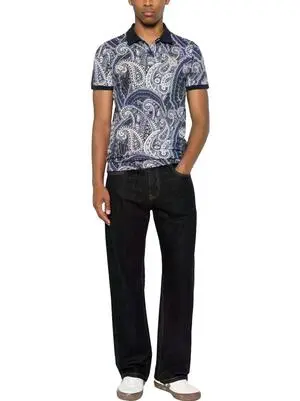 JOHNNY LAMBS Paisley-print Polo Shirt - Blue