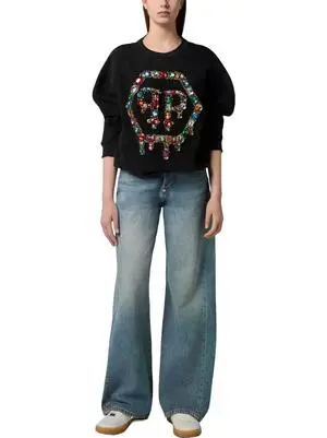 Philipp Plein Embellished Open-back Sweatshirt - Black