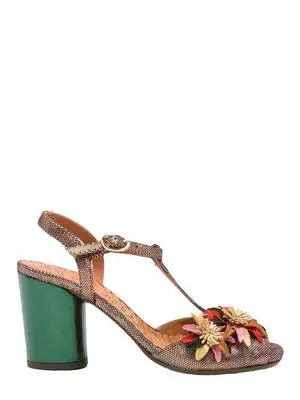 Chie Mihara Uliva Floral-embellished T-bar Sandals - Brown