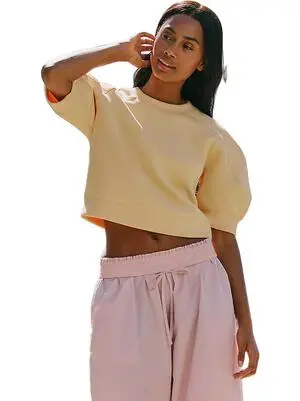 DAILY PRACTICE Short-sleeve Bubble Sweatshirt - Buff