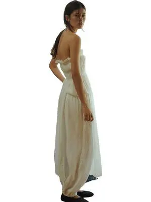 Anthropologie Sheer Maxi Strapless Top - Marshmallow