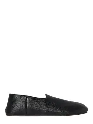 THE ROW Grained Leather Slippers - Black