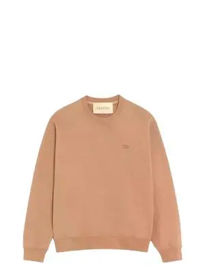 Valentino Garavani Vlogo Embroidered Cotton Sweatshirt - Neutrals