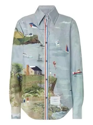 THOM BROWNE Thom Browne Nantucket Scenic-Print Silk Shirt