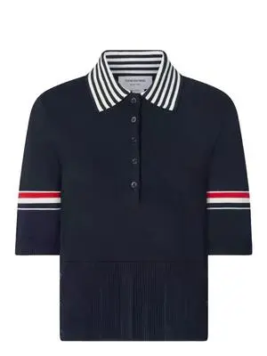 Thom Browne Rwb Stripe Lobster-jacquard Polo Shirt - Blue