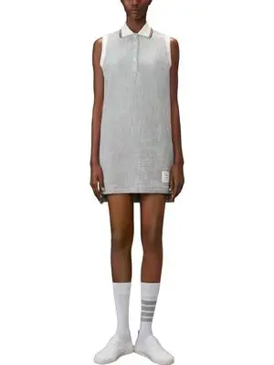 Thom Browne Sleeveless Tweed Polo Dress - Grey