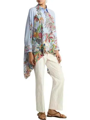 Etro Paisley Print Silk Shirt - Blue