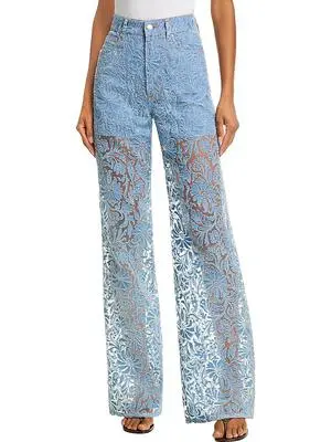 Veronica Beard Taylor High Rise Wide Leg Jeans - Lakeshore