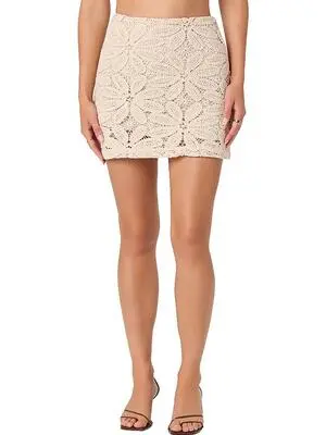 Astr The Label Medina Crocheted Mini Skirt - Natural