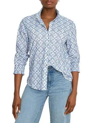 NIC+ZOE Embroidered Tile Shirt - Blue Multi