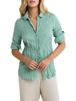 NIC+ZOE Crinkled Cotton Shirt - Laurel