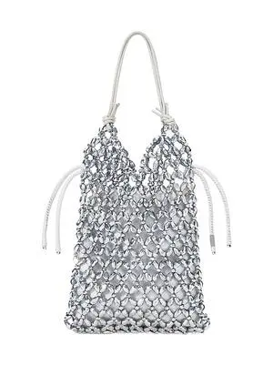 Staud Karla Crystal Beaded Bucket Bag - Silver