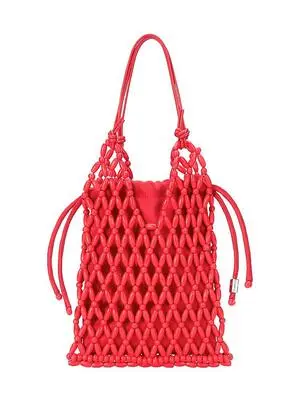 Staud Kelly Beaded Bucket Bag - Red Rose