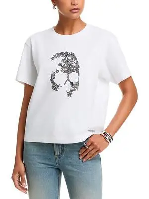 Alexander McQueen Lace Skull Graphic T-shirt - Black
