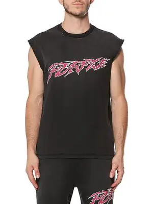 PURPLE BRAND Textured Sleeveless Tee - Black