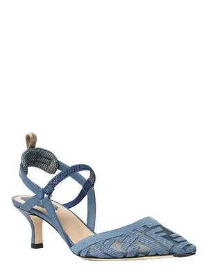 Fendi Elba Pointed Slingback Pumps - Blue