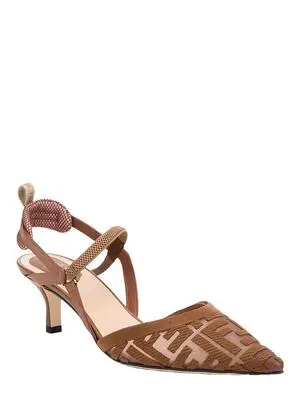 Fendi Fendi Elba Pointed Slingback Pumps Brown