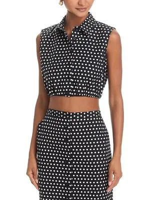 FRAME Sleeveless Polka Dot Shirt - Black Multi