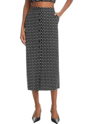 FRAME Polka Dot Midi Skirt - Black Multi