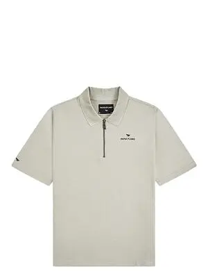 PAPER PLANES French Terry Script Weld Quarter Zip Polo - Grey