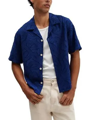 WAX LONDON Curzon Weaving Shapes Graphic Shirt - Blue