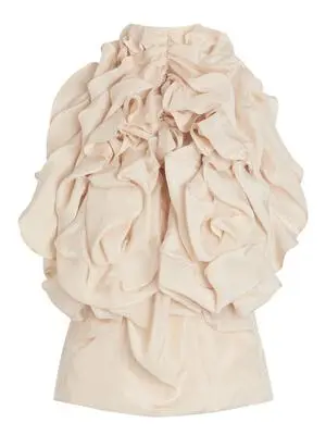 MAISON MARGIELA Ruffled Silk Halterneck Top - Sand