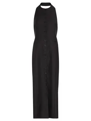 HEIRLOME Sarah Halterneck Wool And Silk-blend Midi Dress - Black