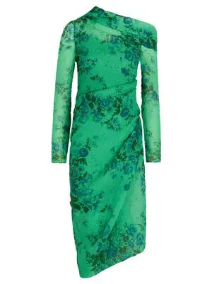 Erdem Floral Draped Midi Dress - Green
