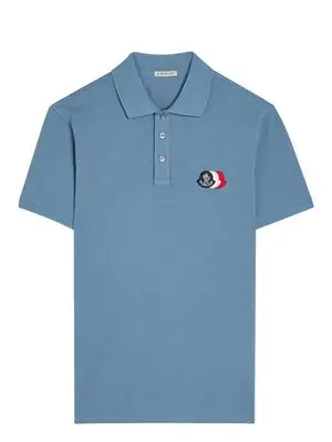 Moncler Logo-appliquéd Piqué Cotton Polo Shirt - Blue