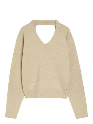 Acne Studios Cut-out Ribbed Wool Jumper - Beige