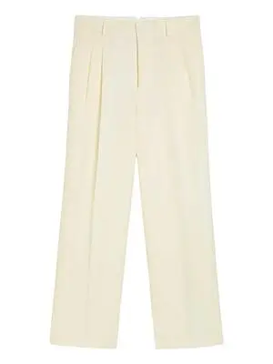 Ami Pleated Wide-leg Wool Trousers - Cream