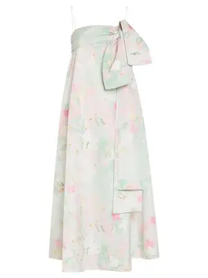 Bernadette Bailey Bow Floral-print Midi Dress - Mint
