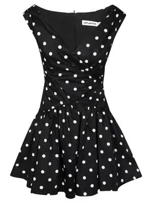 SELF-PORTRAIT Polka-dot Ruched Dress - Black