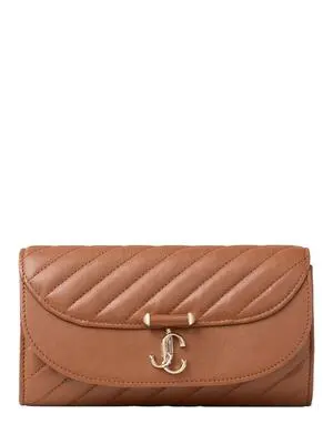 JIMMY CHOO Curve Quilted Leather Chain Wallet - Beige