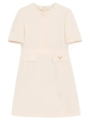 Valentino Garavani Wool-silk Crepe Mini Dress - Beige