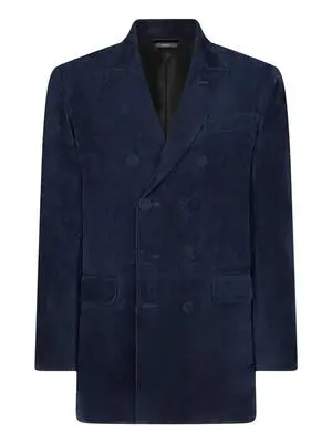 TOM FORD Suede Double-breasted Blazer - Navy