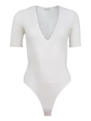 FLEUR DU MAL Deep Plunge Bodysuit - White