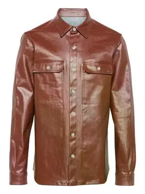 Rick Owens Coated Denim Shirt Jacket - Brown
