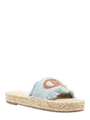 Liu Jo Logo Patch Frayed Flat Espadrilles - Blue