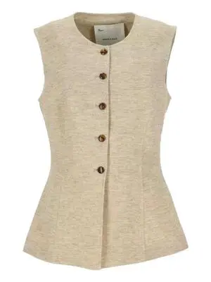 EMMA E GAIA Sleeveless Button-up Waistcoat - Neutrals