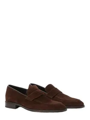 Canali Suede Penny Loafers - Brown
