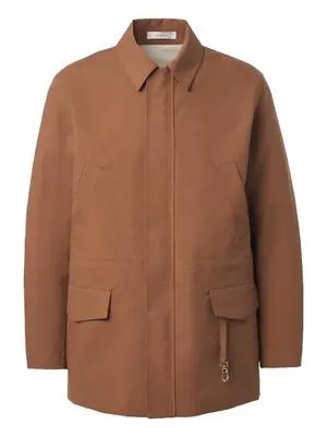 UMIT BENAN Tobacco Cotton Linen Drawstring Waist Jacket - Brown