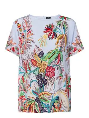 Etro Paisley Silk Crêpe De Chine Top - Blue