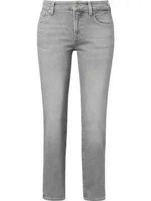 7 For All Mankind Calie Cropped Straight Jeans In Silver Wash - Grey