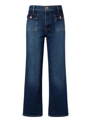 7 For All Mankind Stovepipe Cropped Straight Jeans In Vibe - Blue