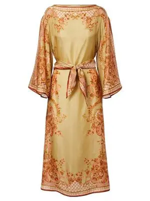 Zimmermann Zimmermann Belted Printed Silk Midi Dress Multicoloured