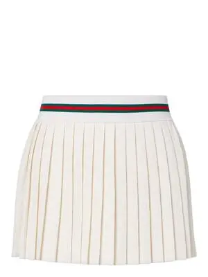 Gucci Gg Jacquard Pleated Miniskirt - White