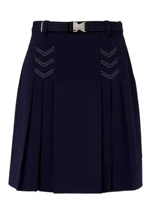Tory Burch Belted Pleated Miniskirt - Blue